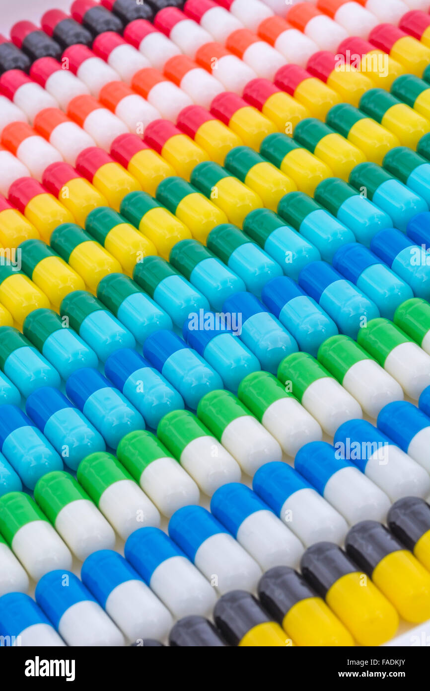 Close-up of gelatine pills - capsules. Metaphor consumer choice ...