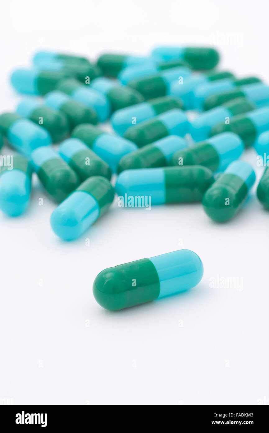 Medication Capsules Blue And Green