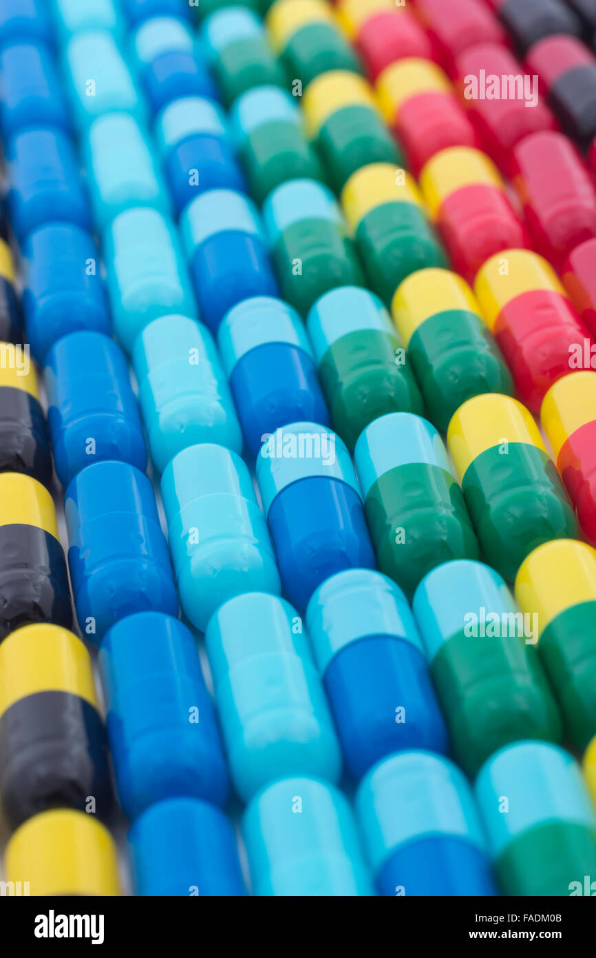 Close-up pills - capsules made of gelatin. Metaphor consumer choice ...