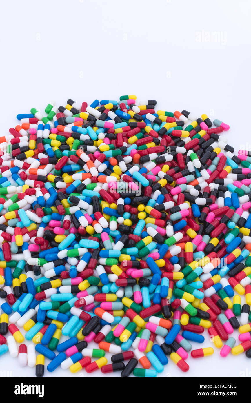 Close-up pills - capsules made of gelatin. Metaphor consumer choice ...