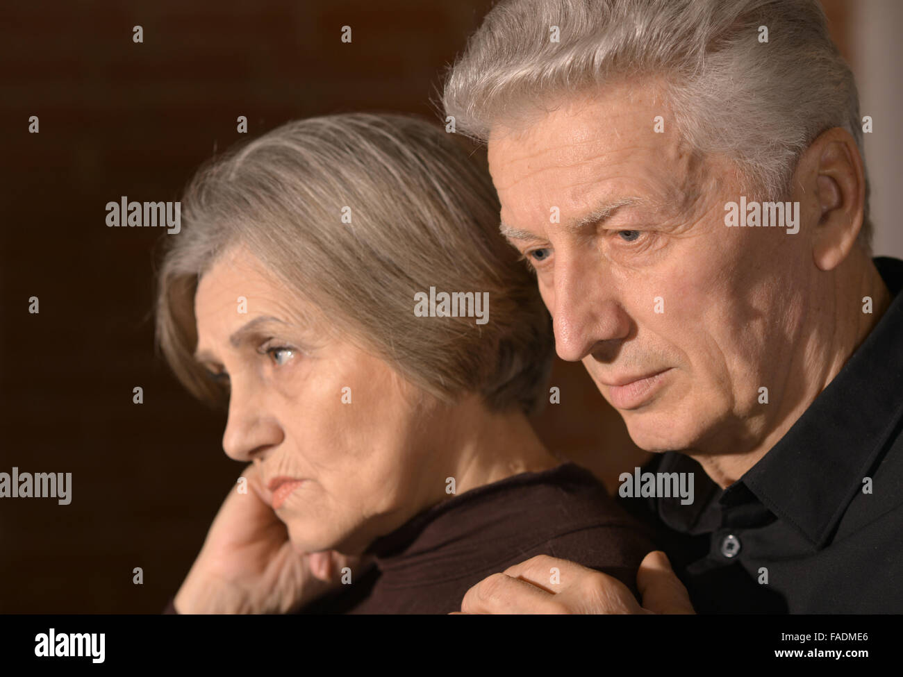 sad elder couple at home Stock Photo - Alamy