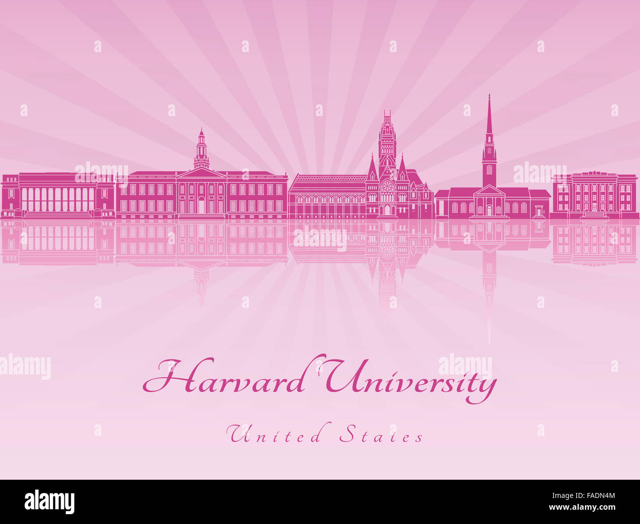 Harvard University skyline in purple radiant orchid in editable vector ...