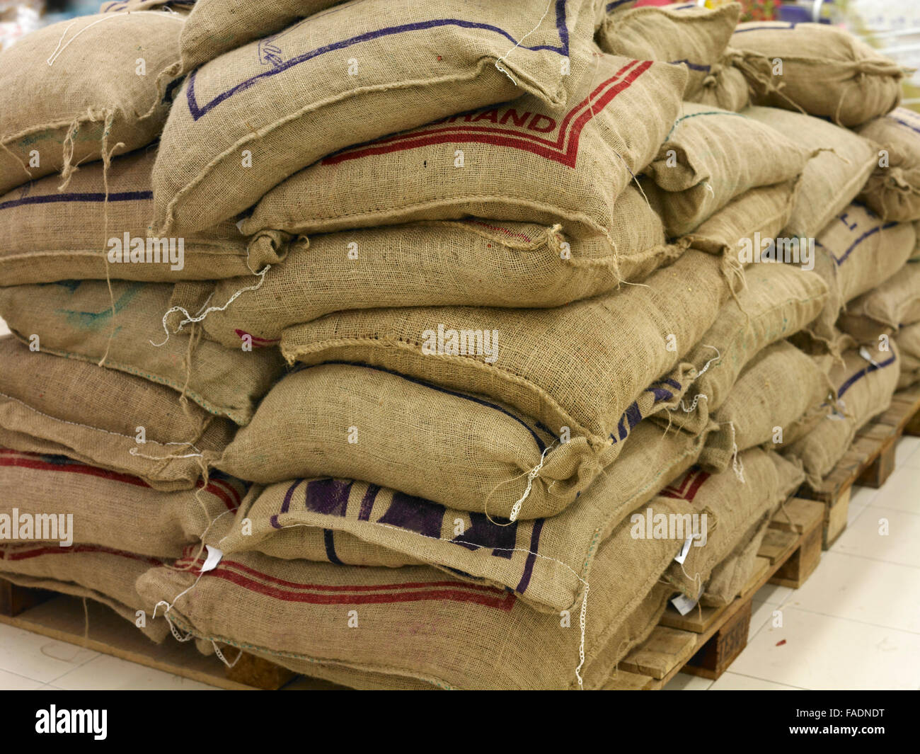 stack of the burlap bag Stock Photo - Alamy