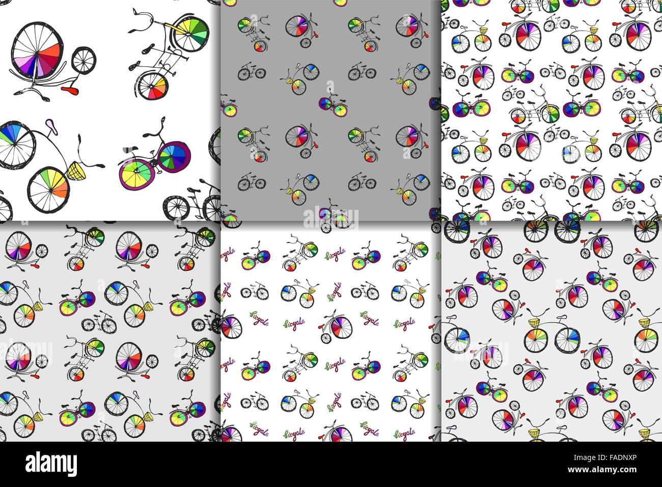 Cute doodle bicycle set Stock Vector Image & Art - Alamy