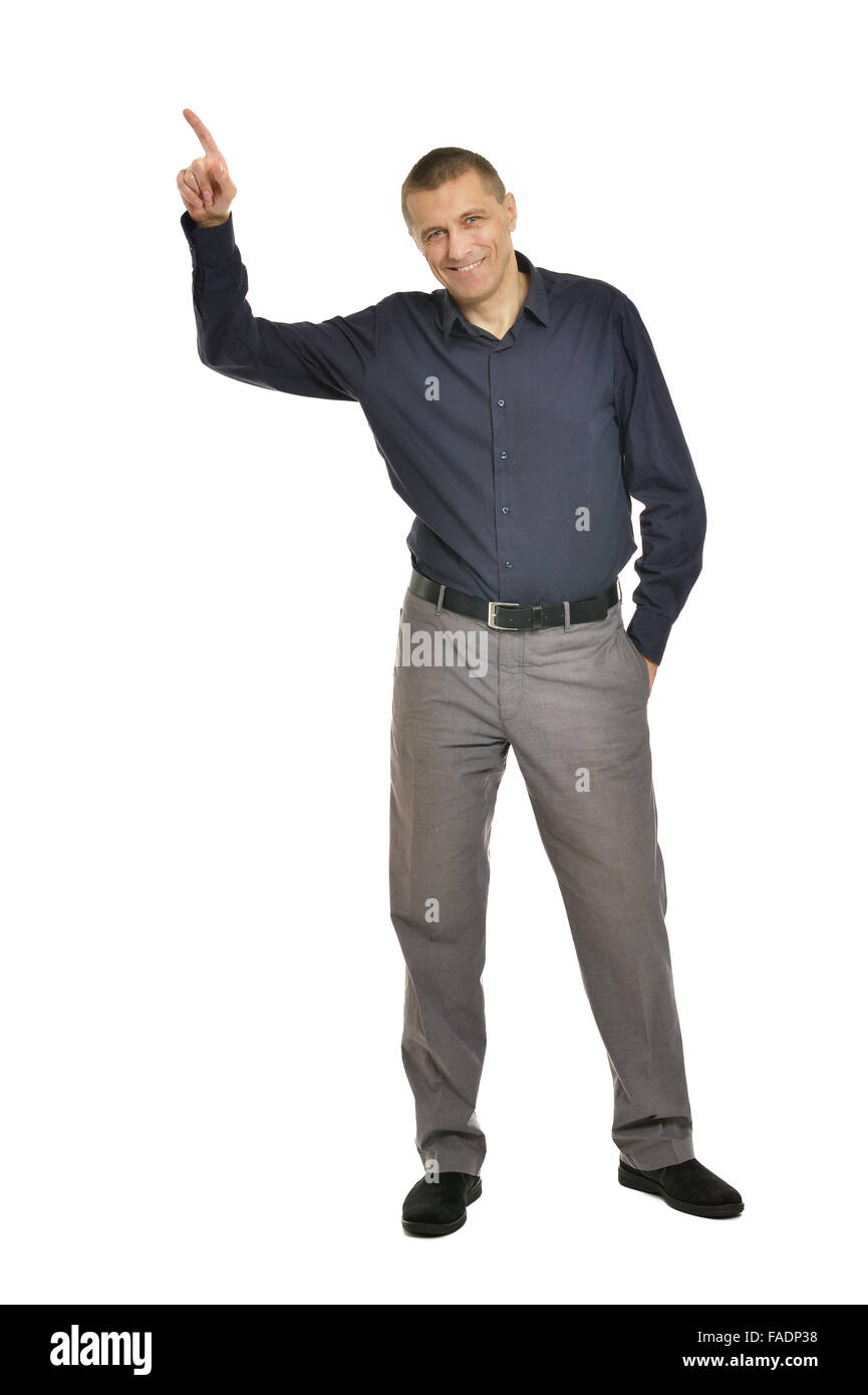 Man pointing up Stock Photo - Alamy