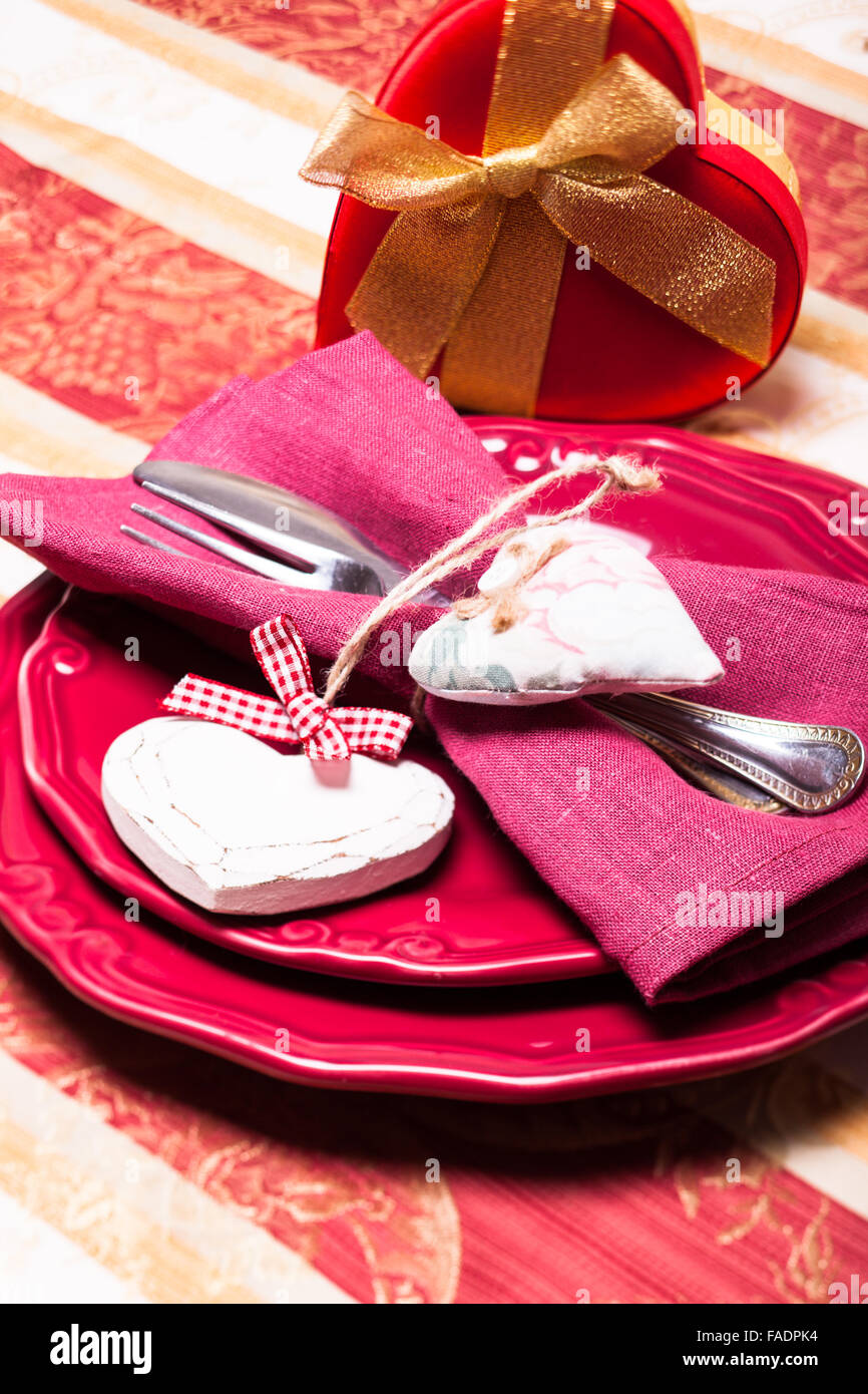 Valentine day table setting Stock Photo - Alamy