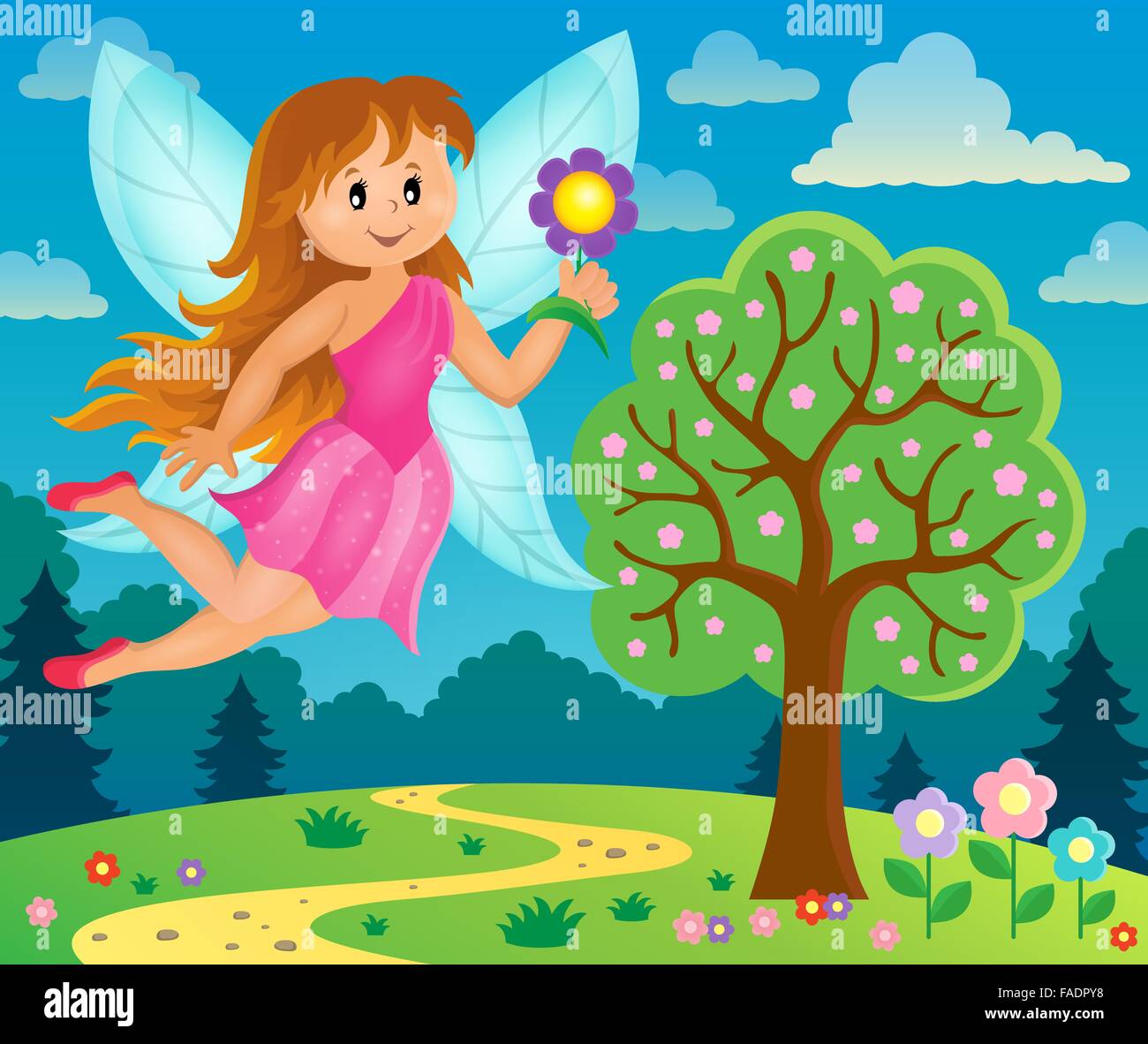 Happy fairy theme image 6 - picture illustration Stock Photo - Alamy