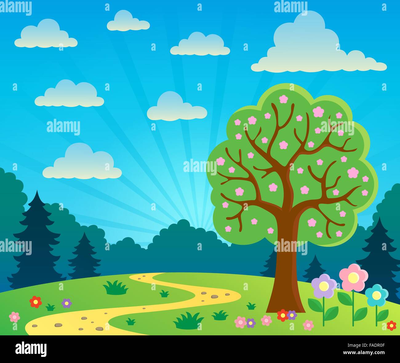 Spring topic scenery 2 - picture illustration Stock Photo - Alamy