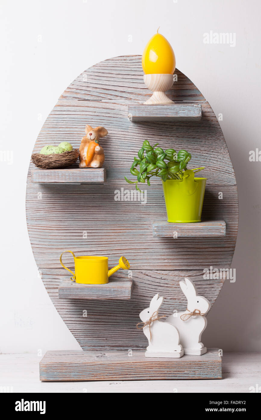 Easter shelf with decor Stock Photo - Alamy