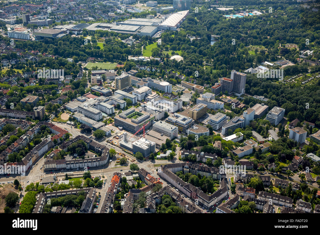 Aerial view, with new University Hospital, hospital, clinic, healthcare ...