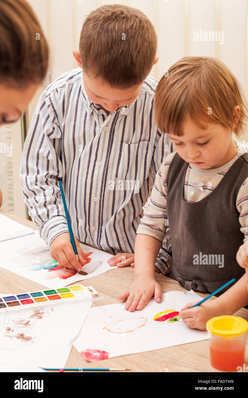 Children are painting Stock Photo - Alamy