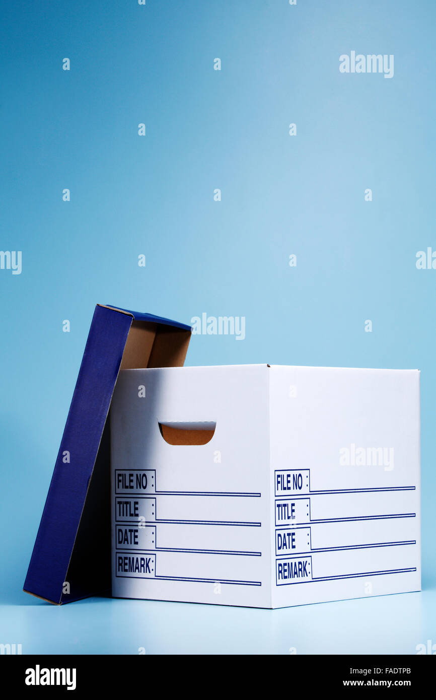 document box on the blue background Stock Photo - Alamy