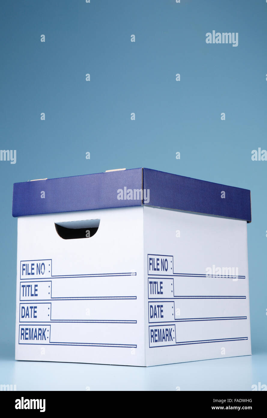 document box on the blue background Stock Photo - Alamy