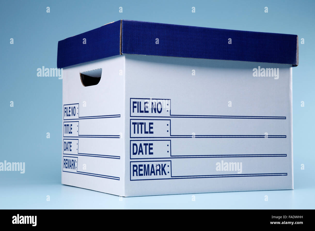 document box on the blue background Stock Photo - Alamy