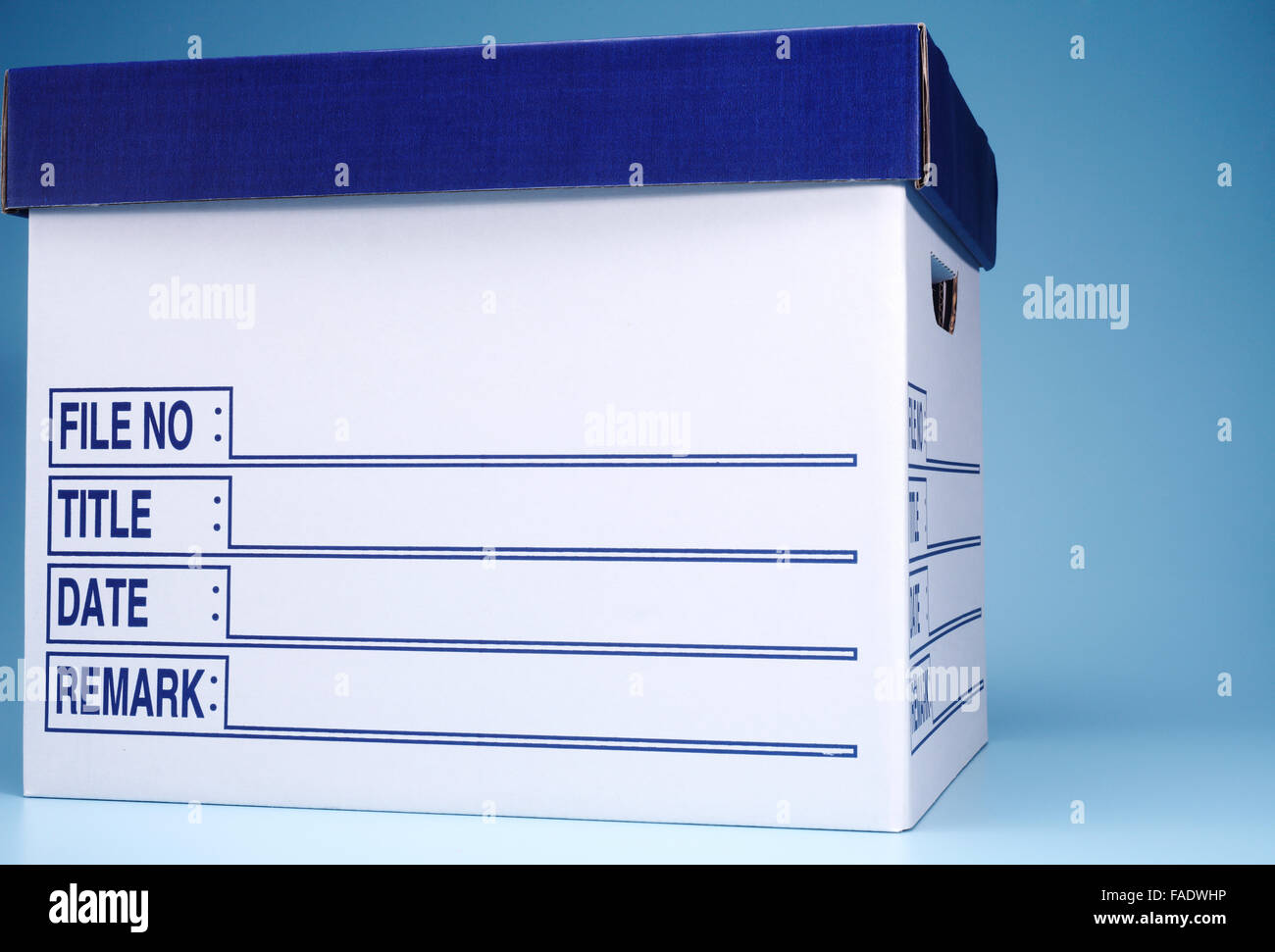 document box on the blue background Stock Photo - Alamy