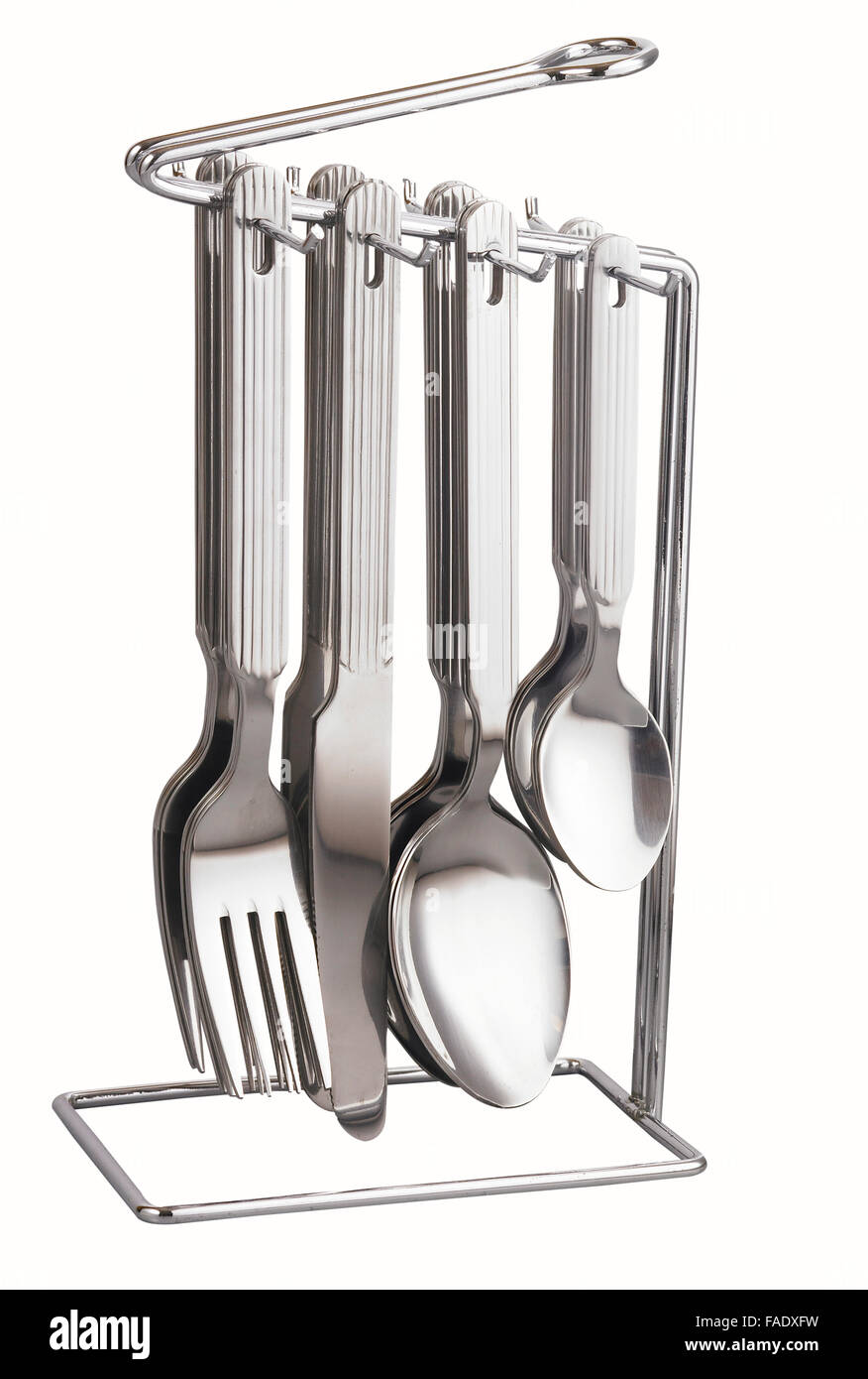 set of the table utensils on stand Stock Photo - Alamy