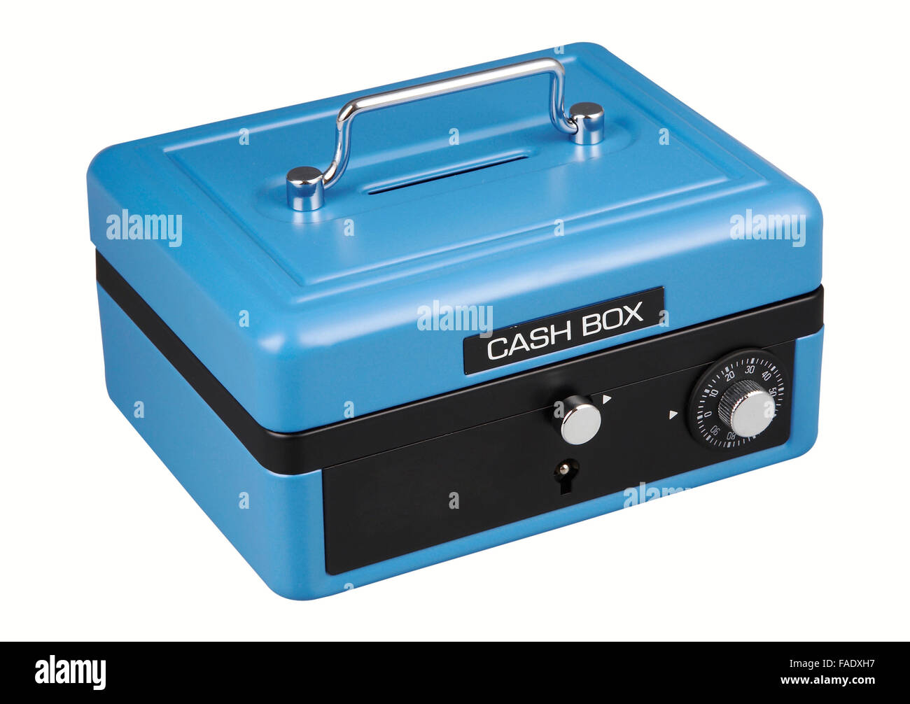 blue color cash box with clipping path Stock Photo - Alamy