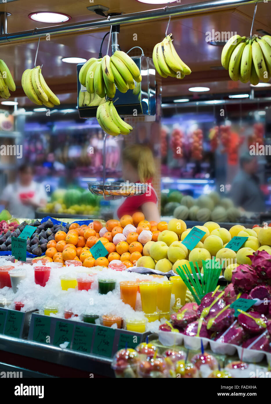 fruits on counter at european market Stock Photo - Alamy