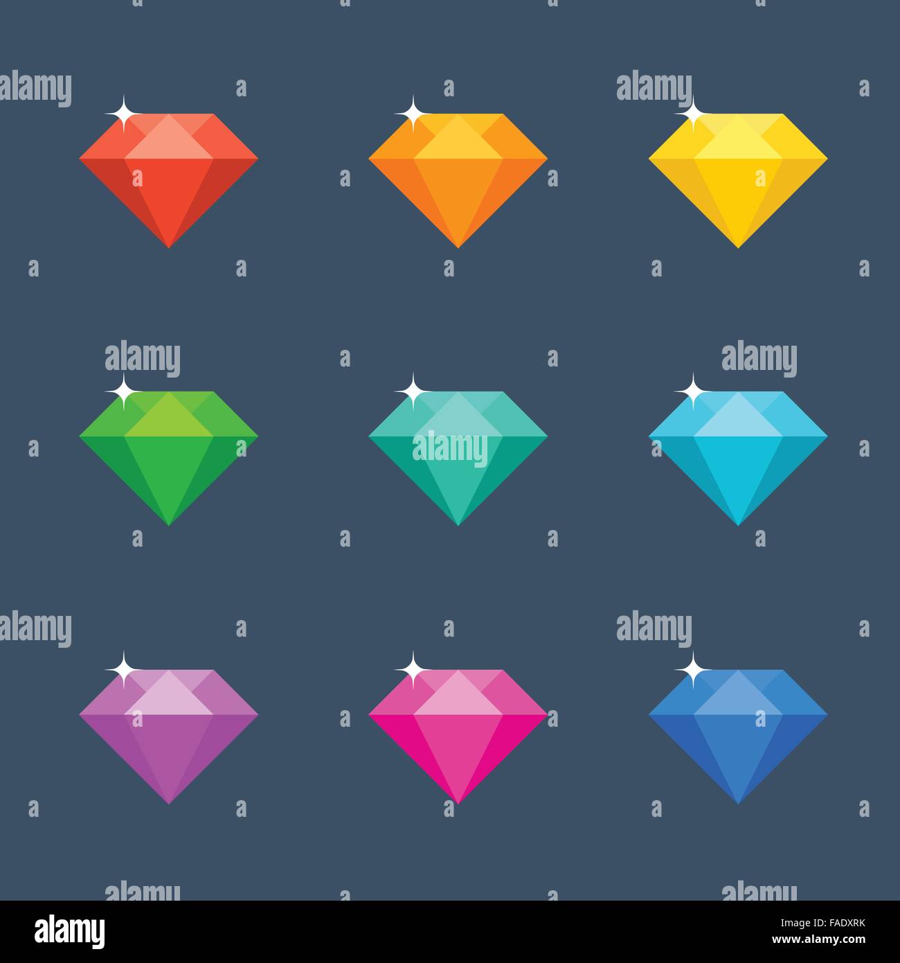 Vector illustration. Flat diamond with shadow. Crystal Stock Vector ...