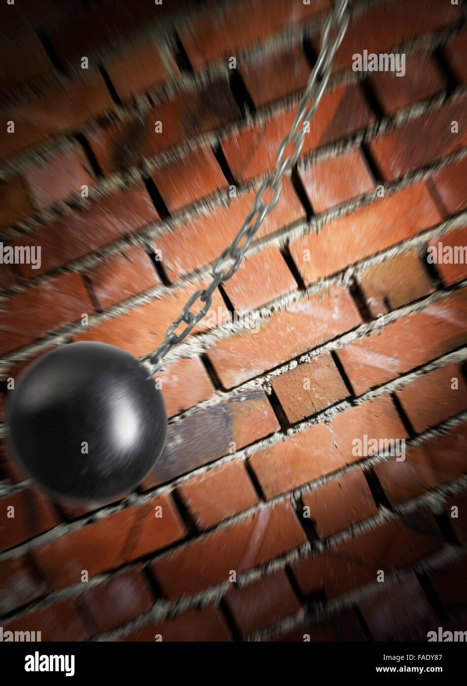 metal ball hitting to the brick wall Stock Photo - Alamy