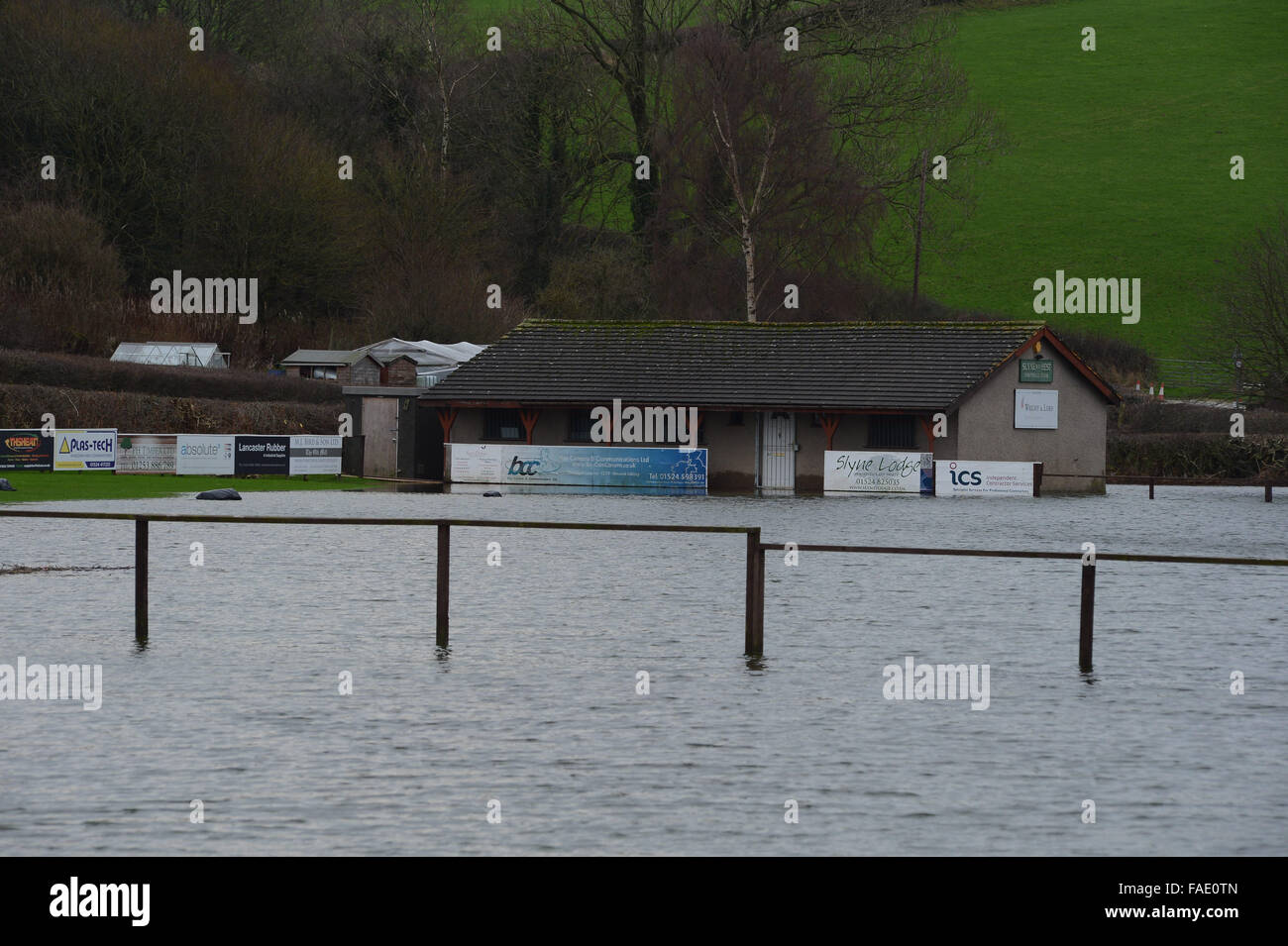 UK Weather: Slyne-with-Hest FC under water after flooding in North West ...