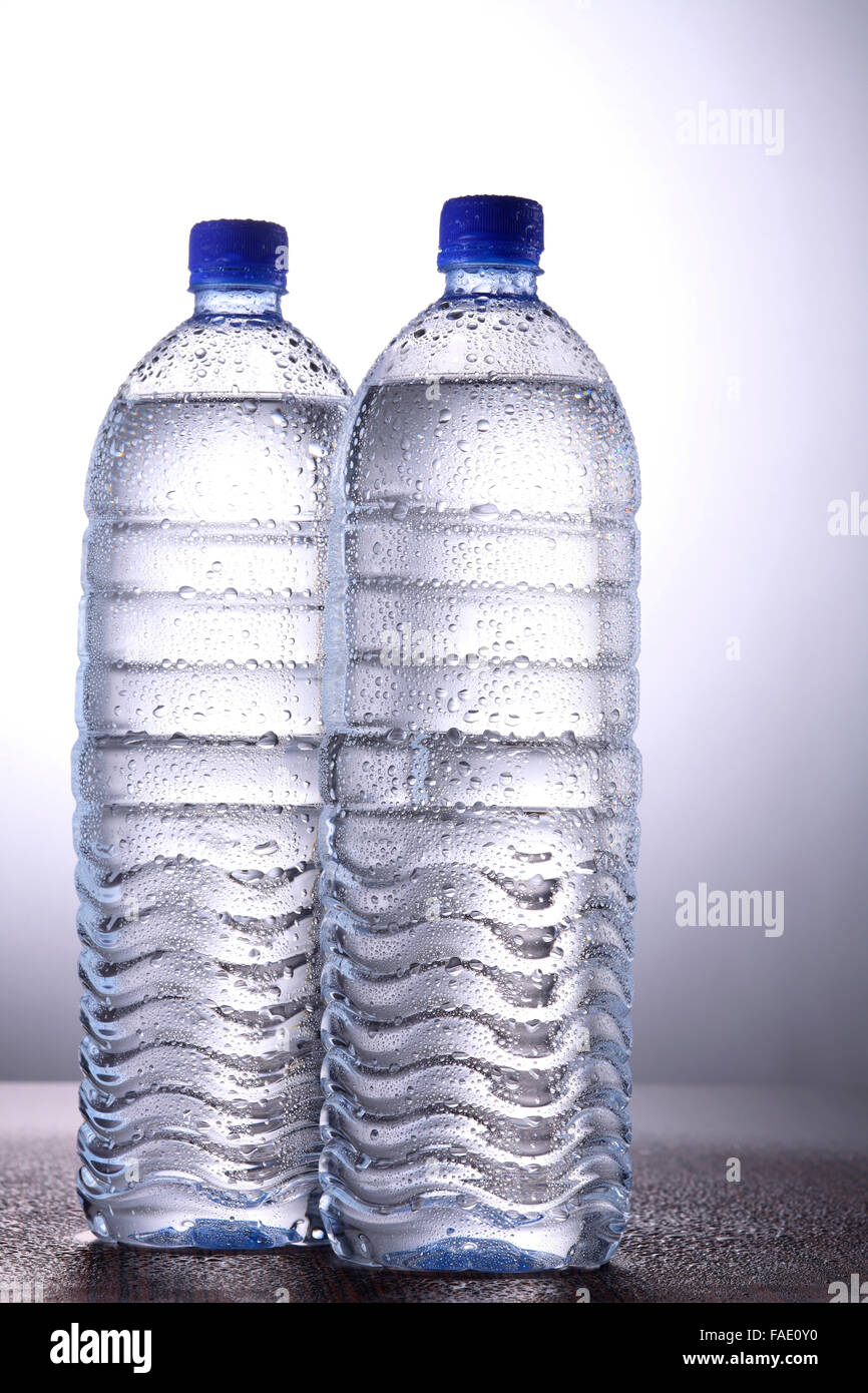two mineral bottles of the water Stock Photo - Alamy