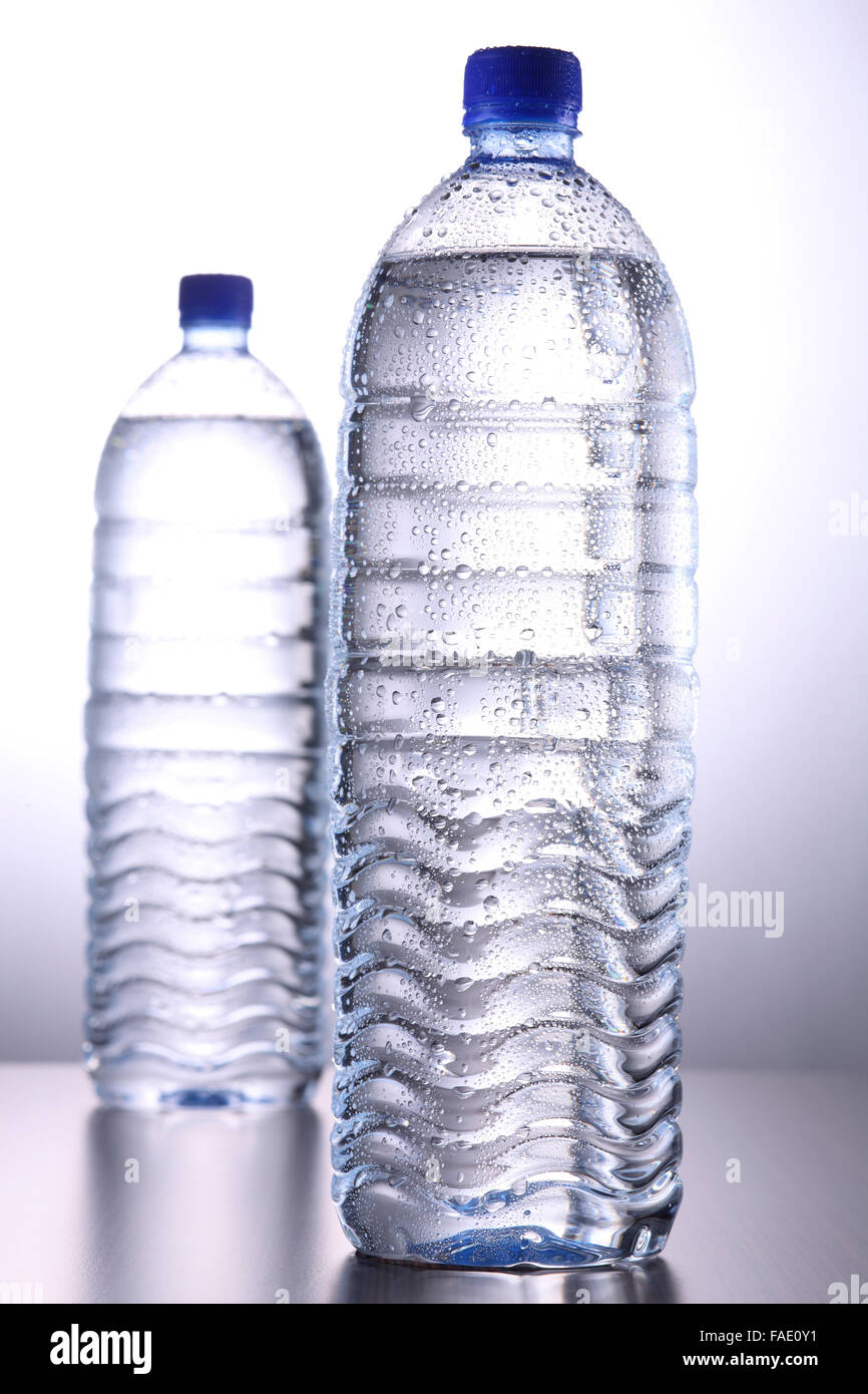 Plastic bottle blue condensation close up bottle hi-res stock ...