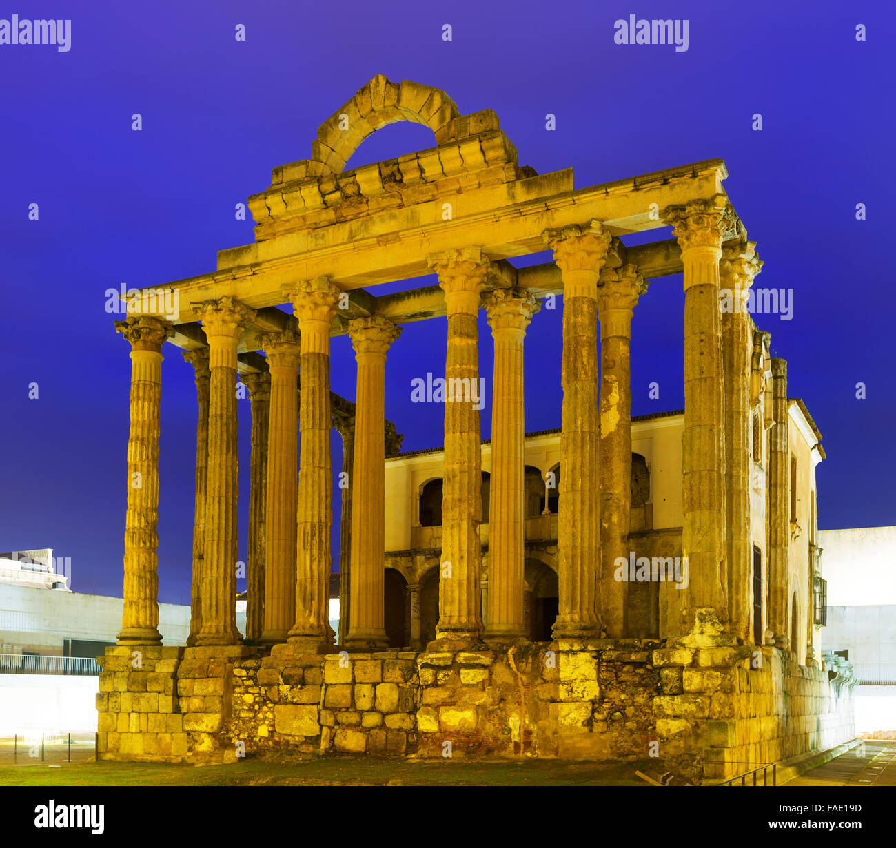 Ancient roman temple in evening. Merida, Spain Stock Photo - Alamy