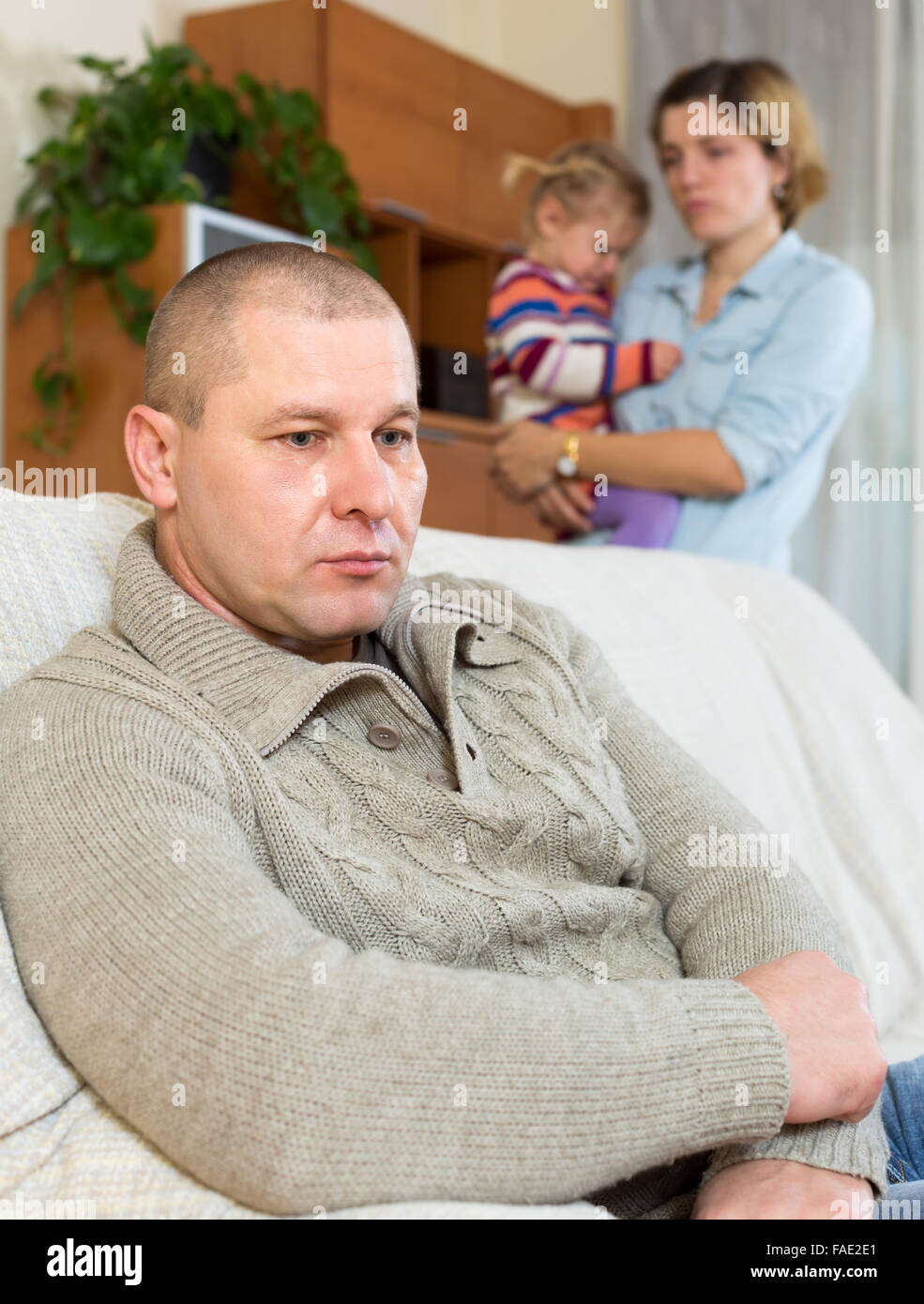 Sad husband wife children on hi-res stock photography and images - Alamy