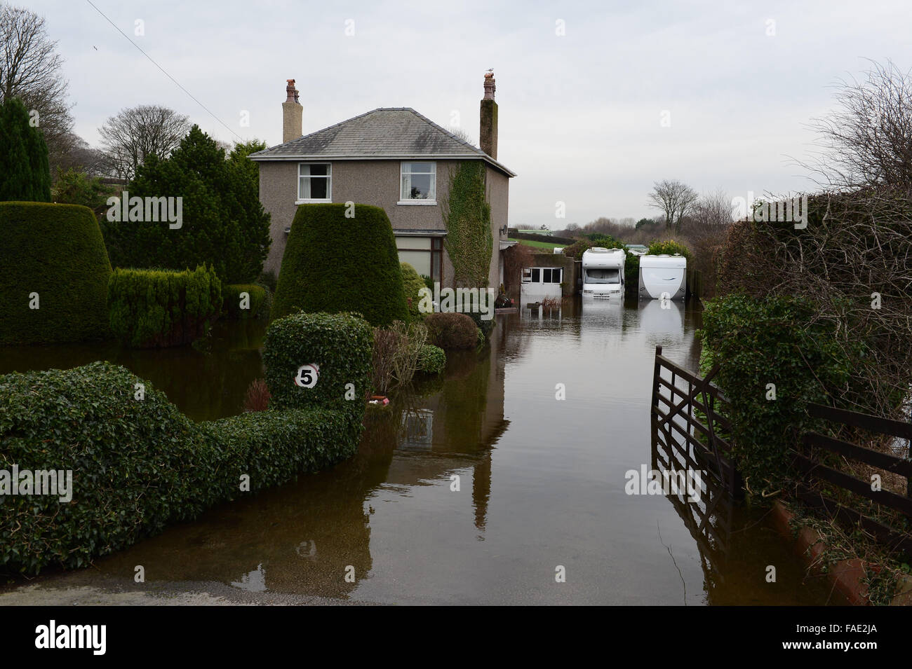 Lancaster, UK. 28th Dec, 2015. Croftlands Caravan park and house ...