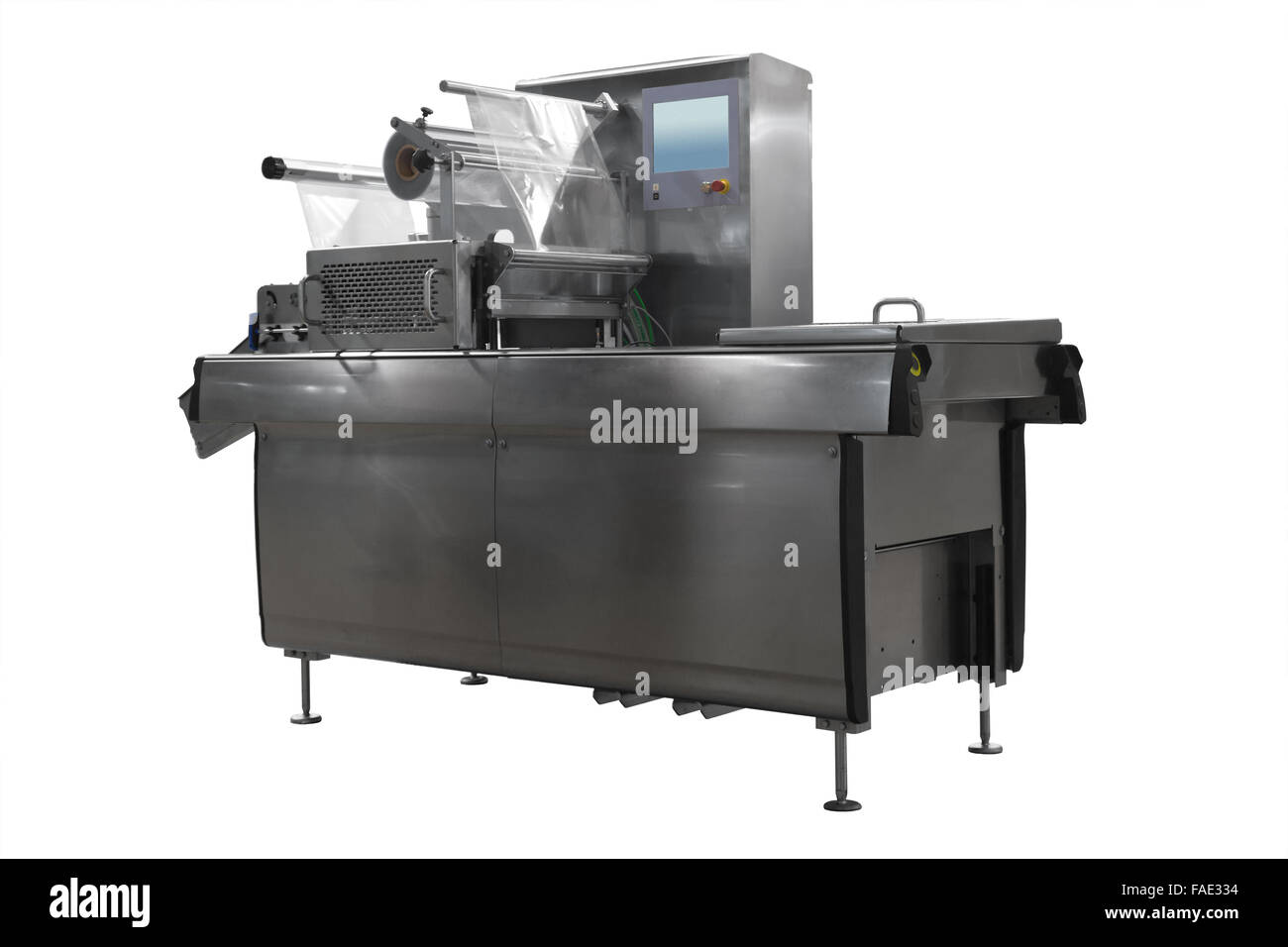 Stainless steel packing machine isolated on white Stock Photo - Alamy