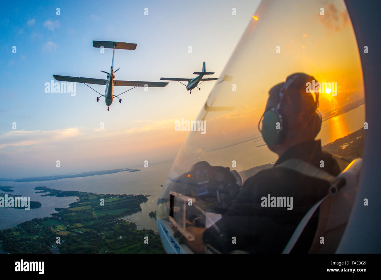 Aerial view of a pilot during a formation flight Stock Photo - Alamy