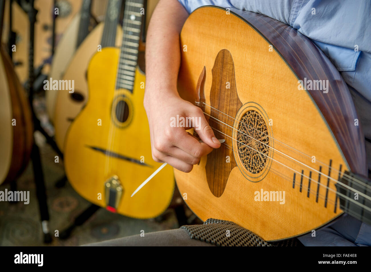 Man playing Greek Lute Stock Photo - Alamy