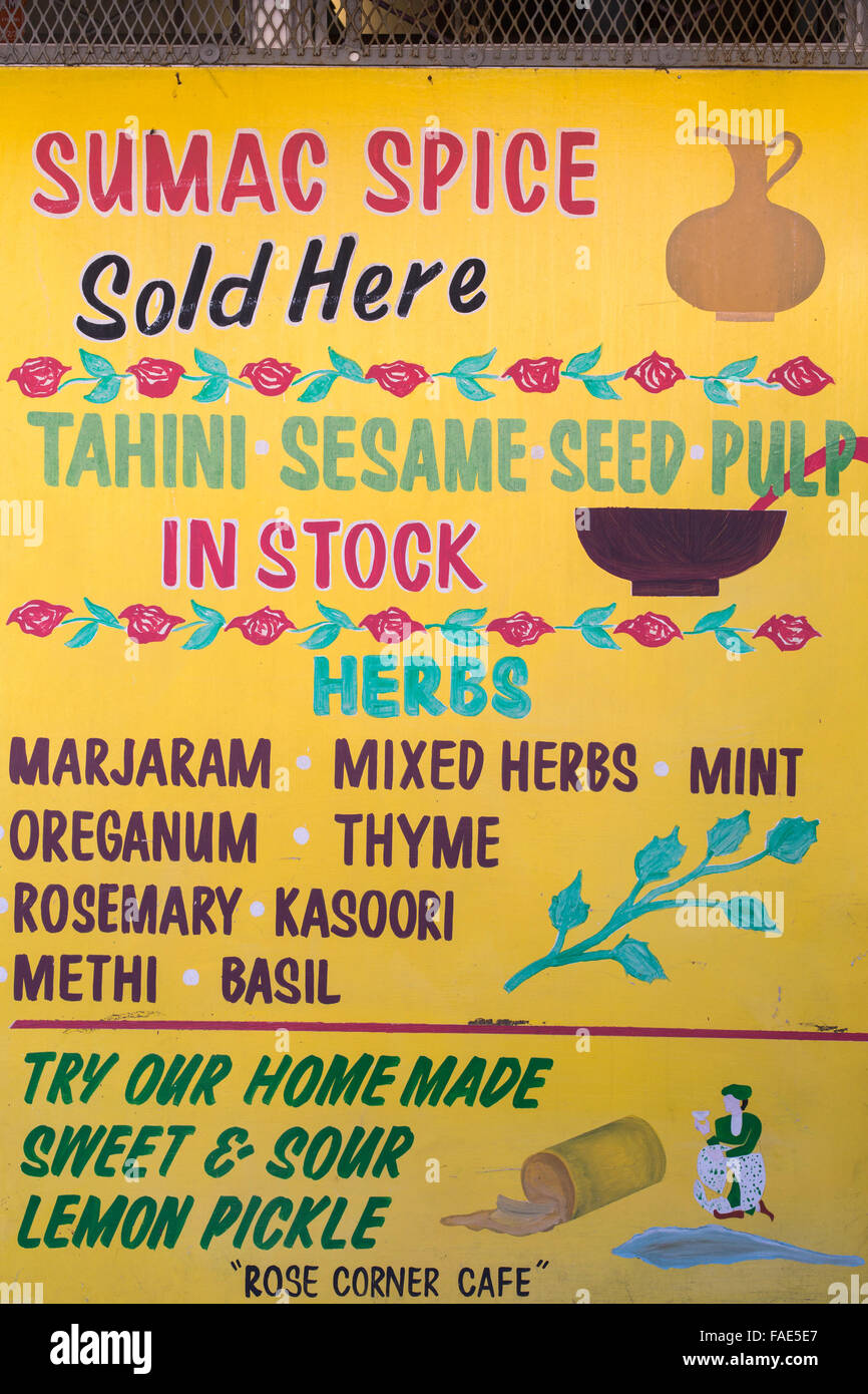 Hand-painted advert on wall of shop, Bo Kaap Cape Malay district, Cape ...