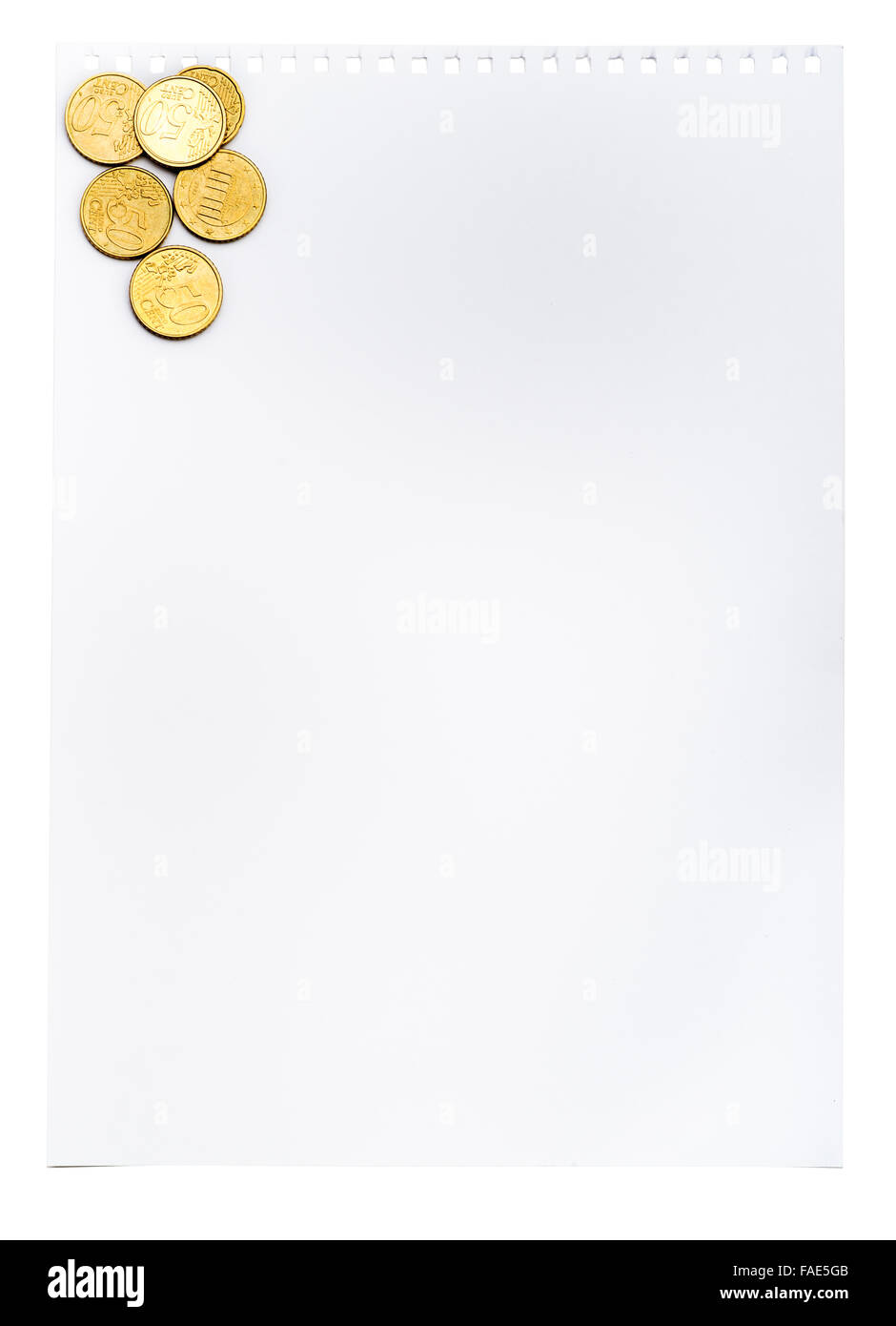 Piece of paper with coins Stock Photo - Alamy