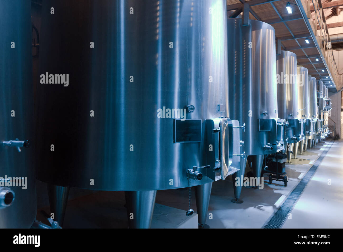 Modern stell barrels in interior of contemporary winery Stock Photo - Alamy