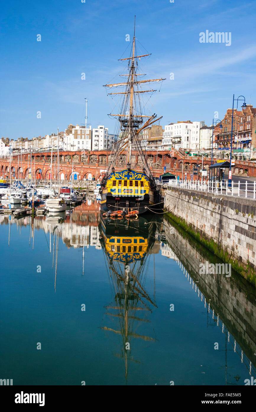 Stern view of the Grand Turk, replica three-masted man-of-war sailing ...