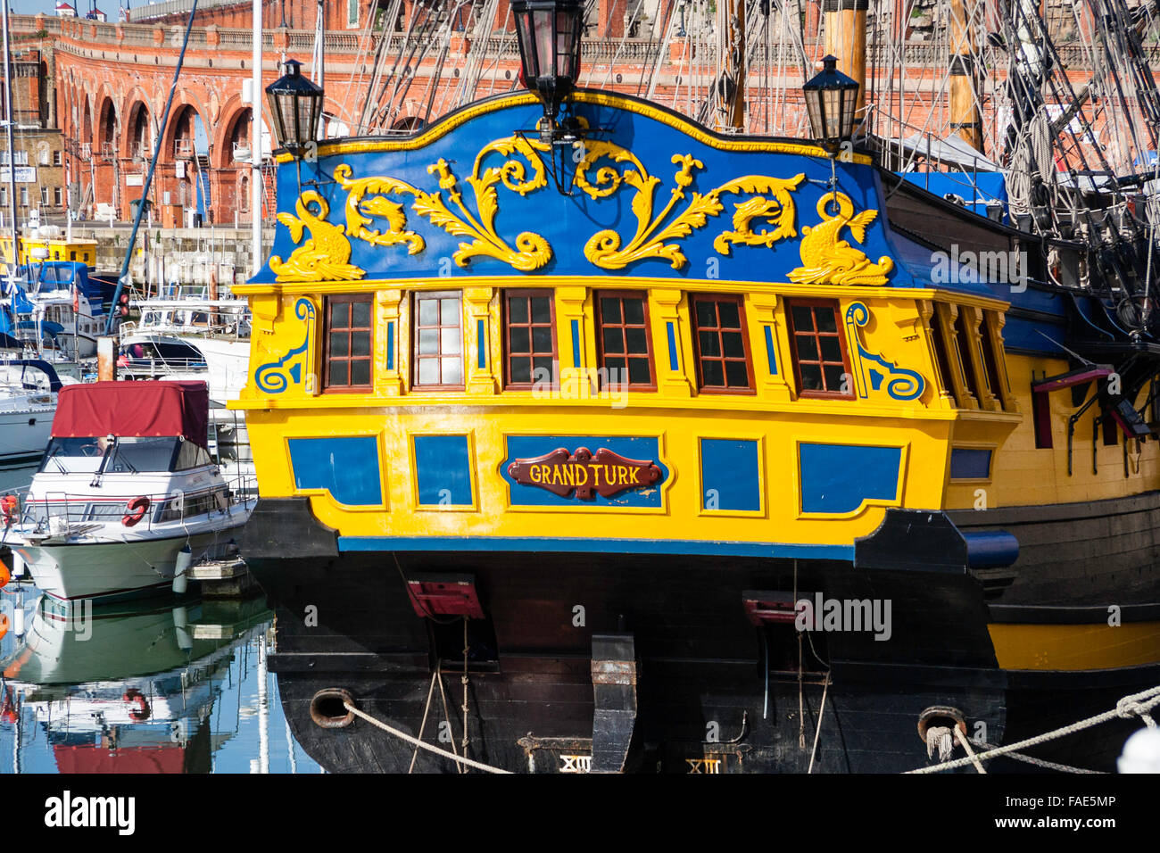 Grand Turk, replica three-masted sixth-rate man-of-war sailing ship ...
