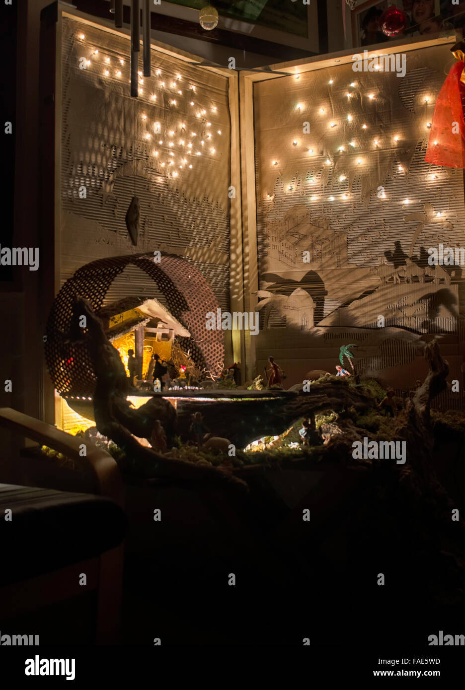 Lights and shadows in the homemade nativity scene Stock Photo - Alamy