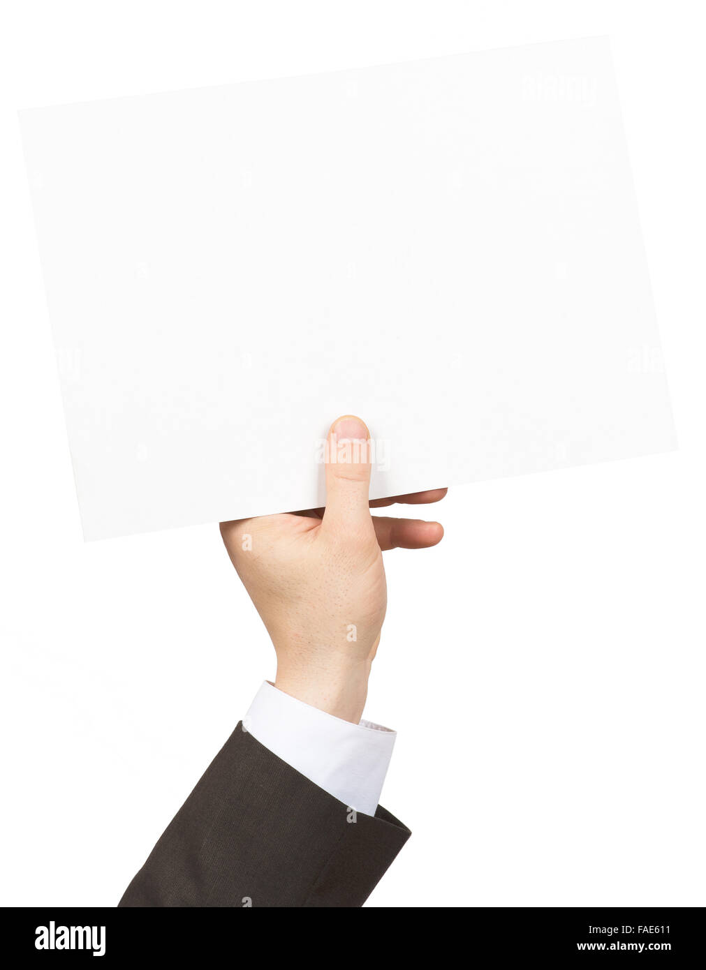 Hand holding blank paper Stock Photo - Alamy