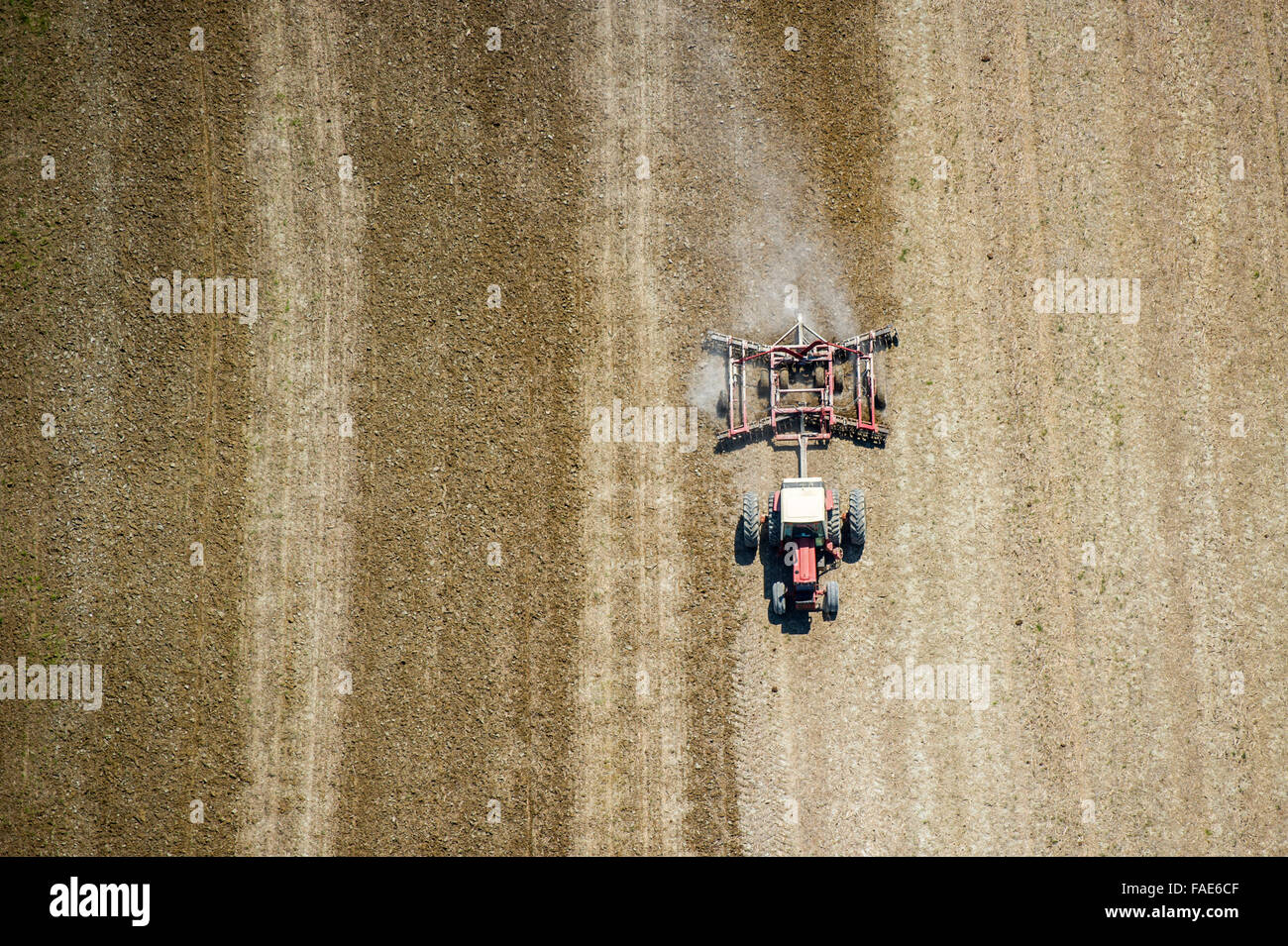 Aerial of tractor in crops Stock Photo - Alamy