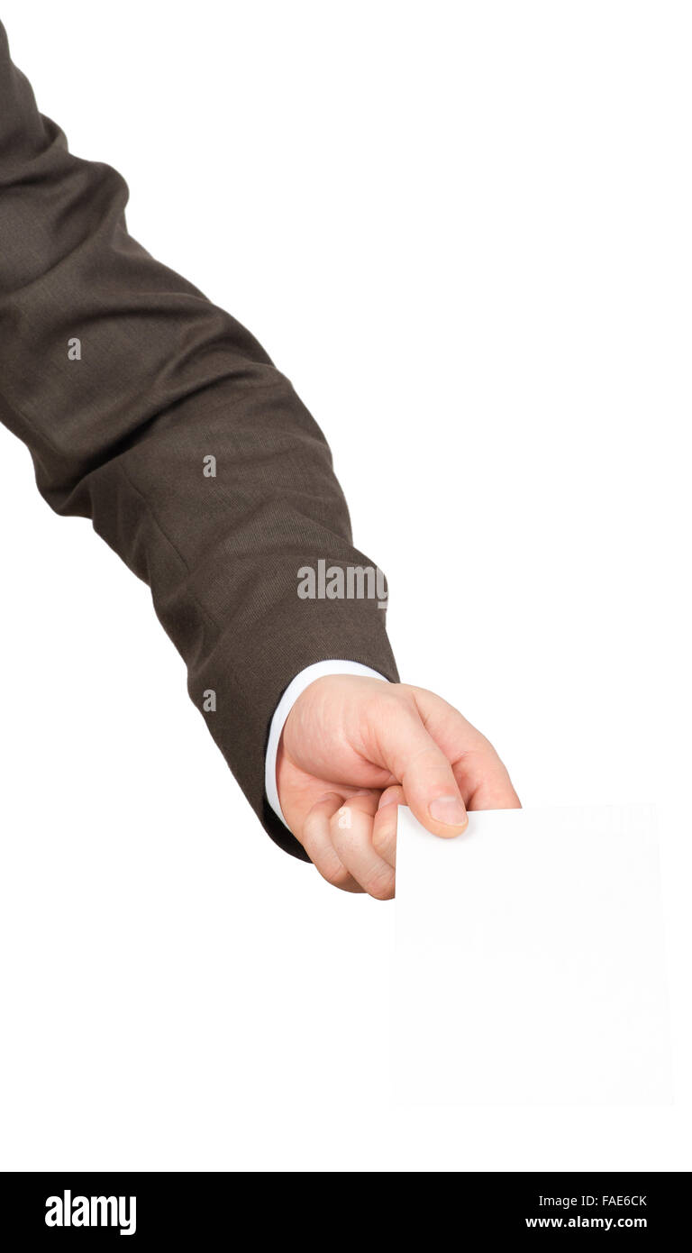 Businessman holding small blank paper Stock Photo - Alamy Businessman holding small blank paper Stock Photo - Alamy