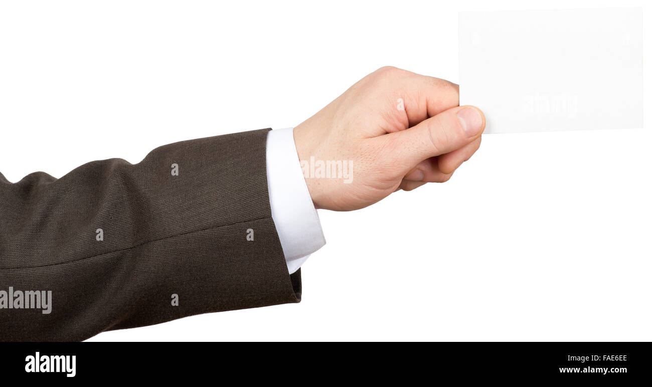 Businessman holding empty card Stock Photo - Alamy