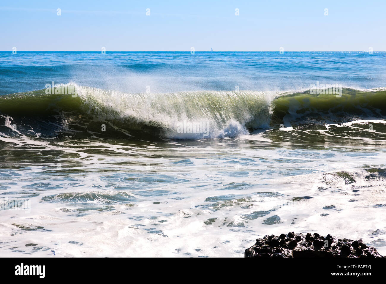 High sea wave during strong wind Stock Photo - Alamy