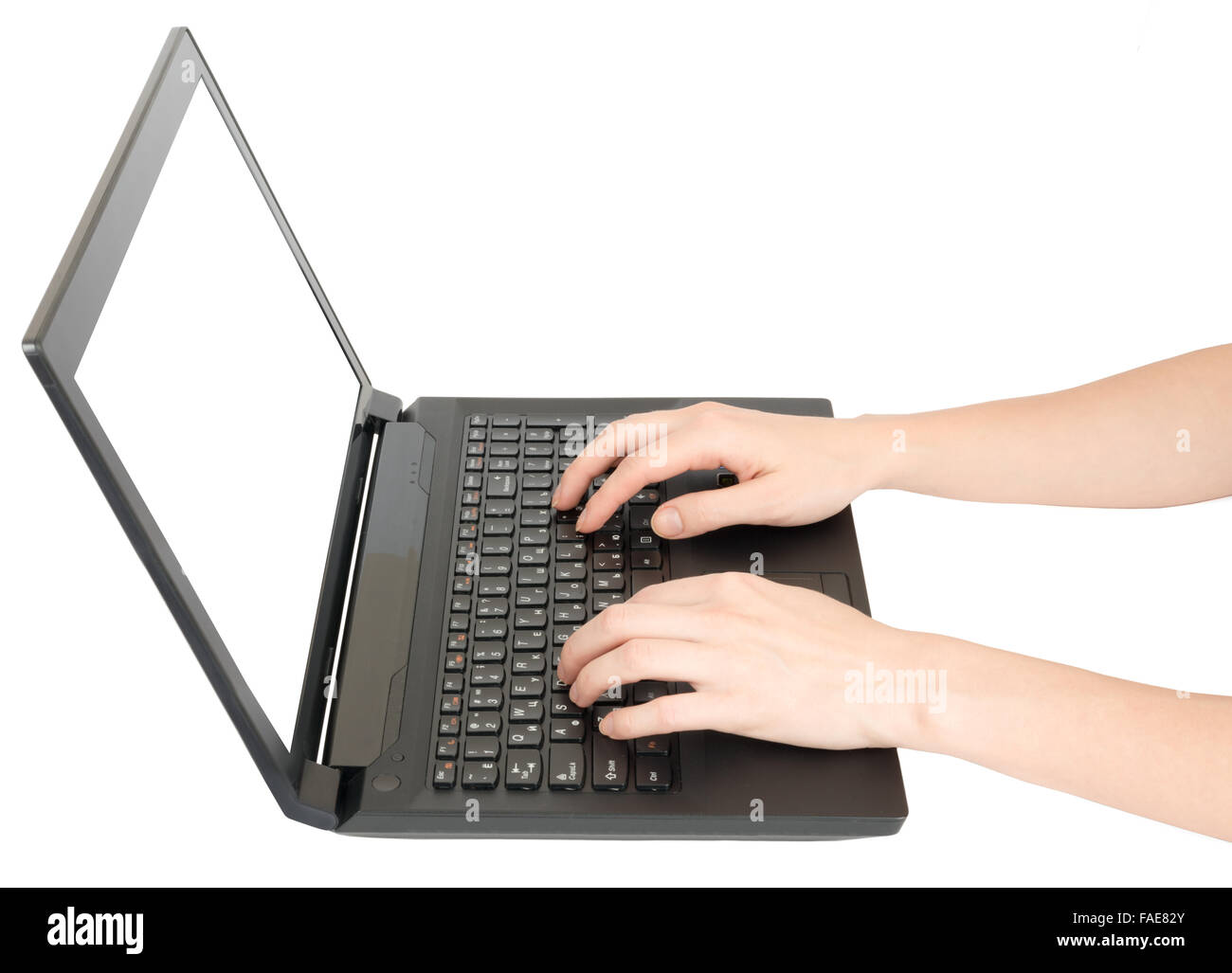 Female hands using laptop Stock Photo - Alamy