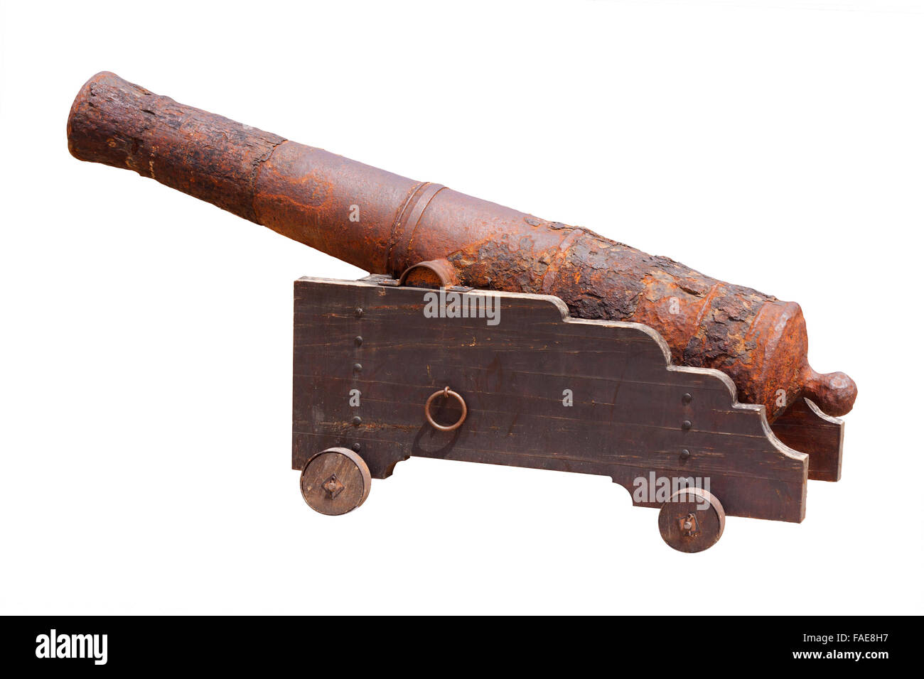 Large rusty cannon, isolated on white Stock Photo - Alamy