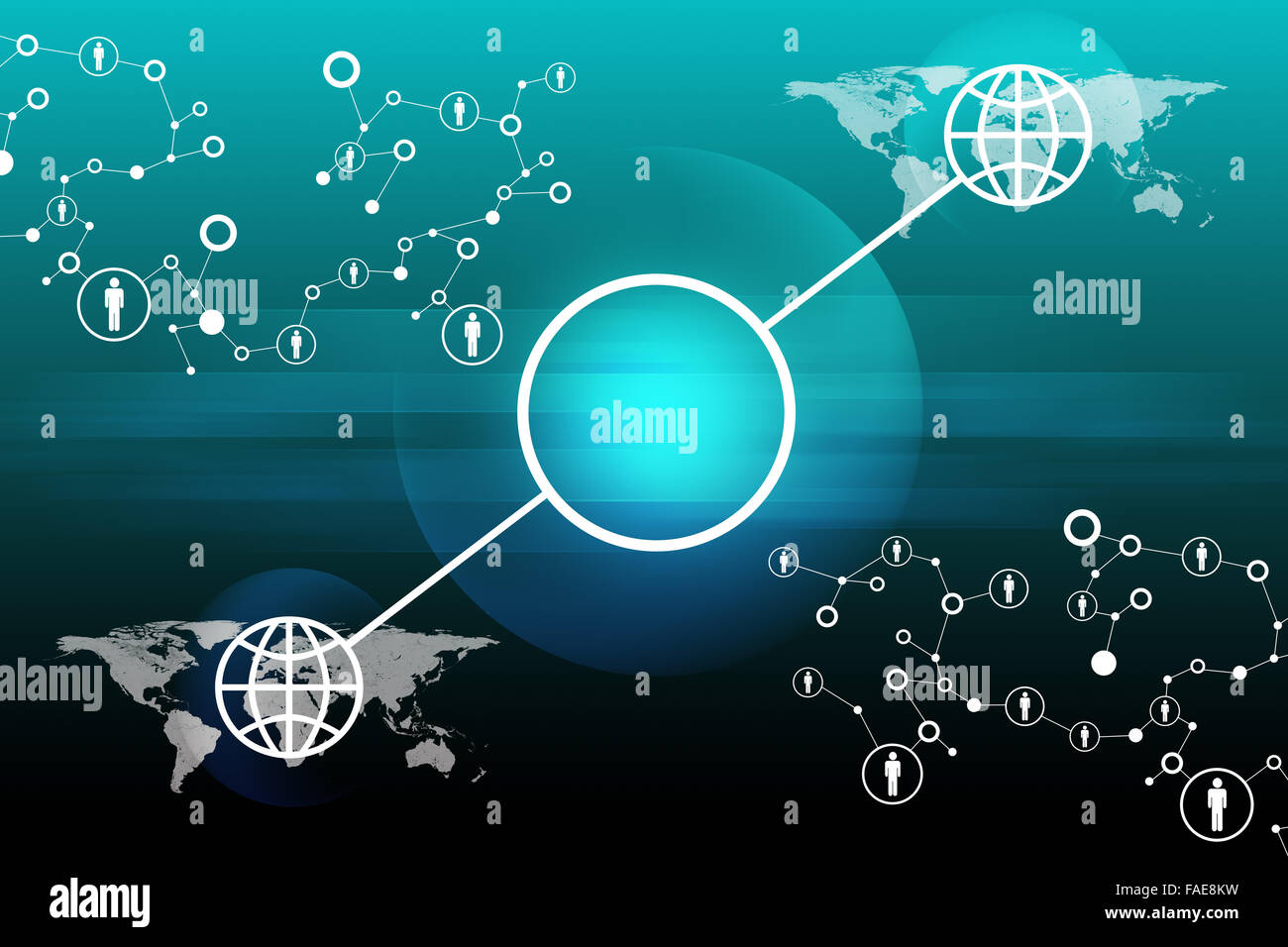 Abstract blue background with world map Stock Photo - Alamy