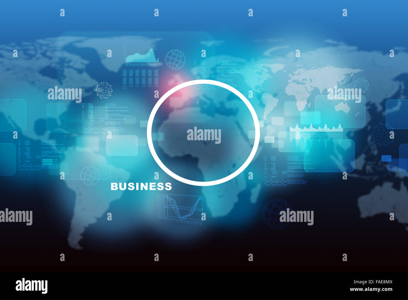 Abstract blue background with world map Stock Photo - Alamy