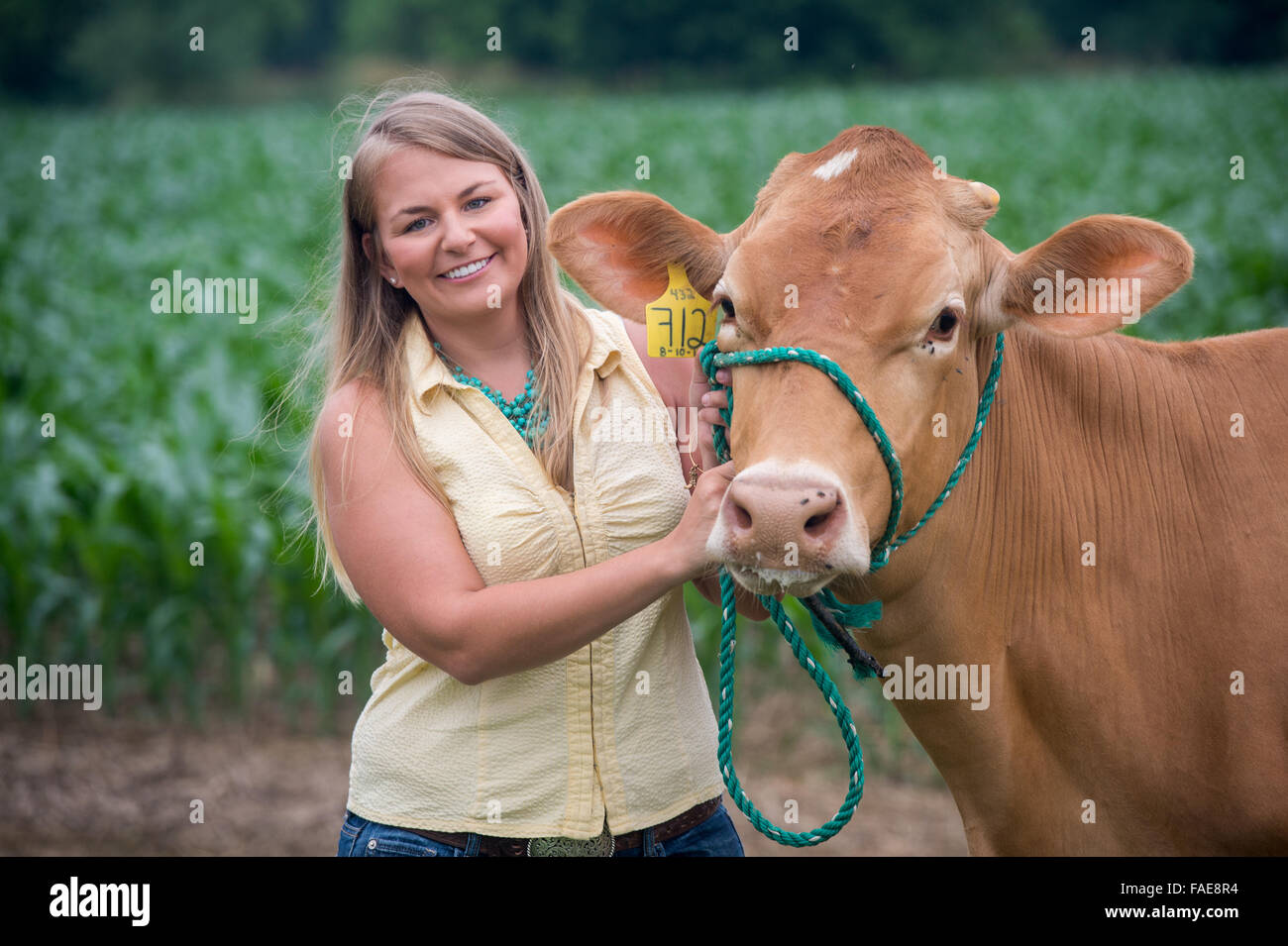 Woman with her Cow Stock Photo - Alamy