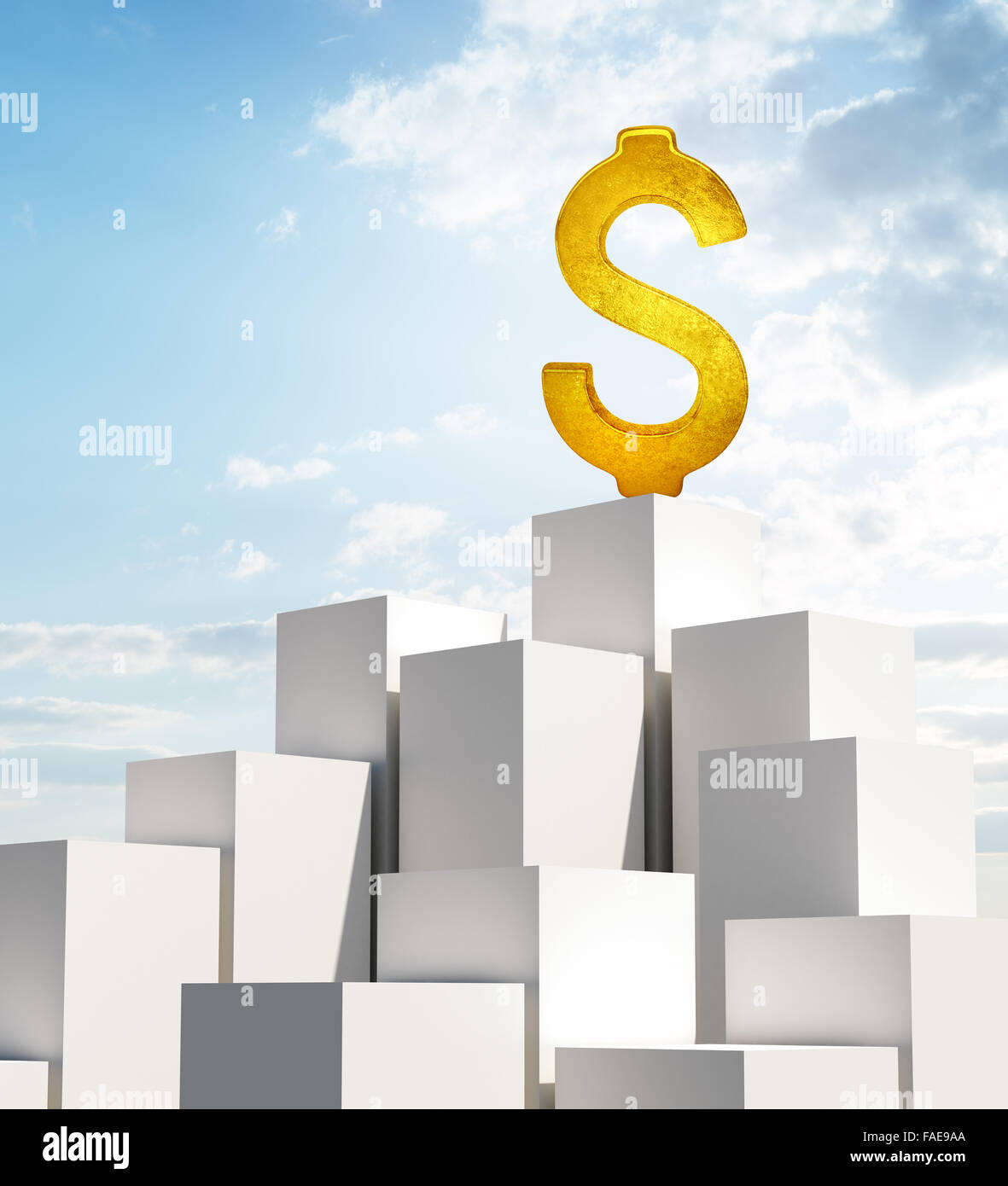 Stack of white boxes with dollar sign Stock Photo - Alamy